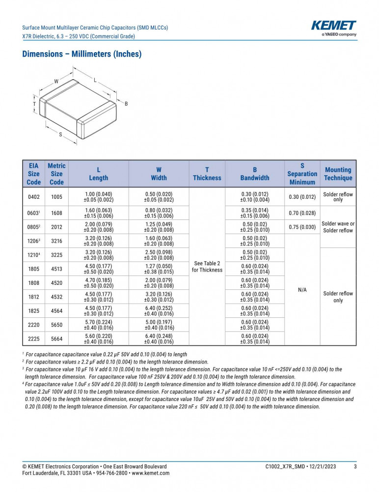 KEMET X7R datasheet page 3
