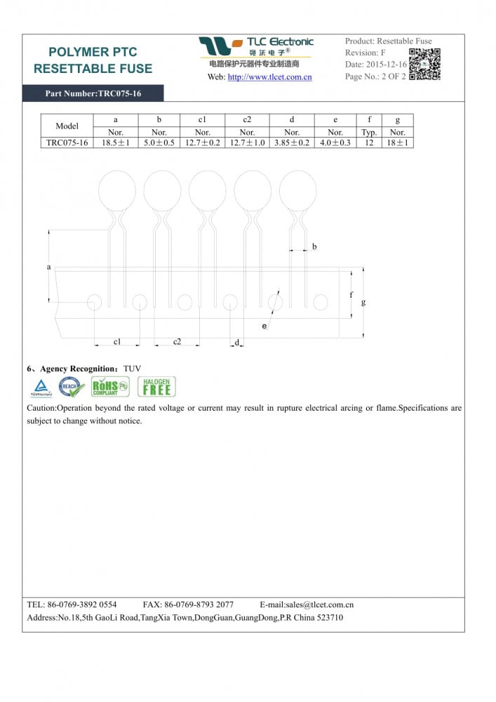 TRC075-16 datasheet page 2