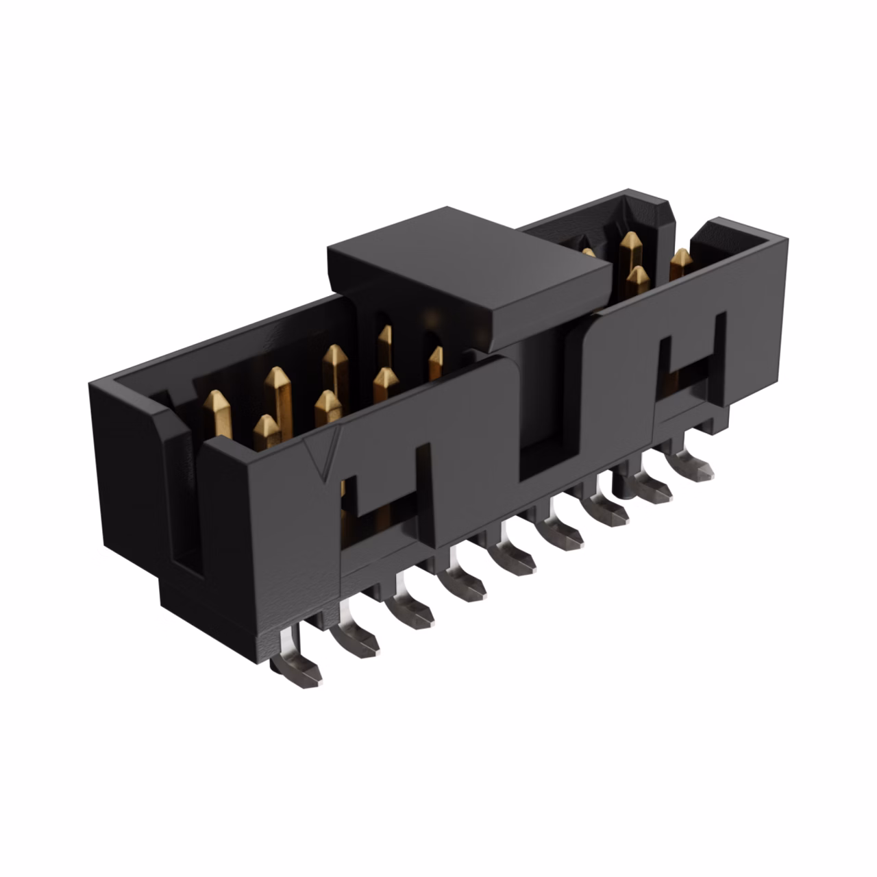 2.00mm Pitch, Milli-Grid PCB Header, Dual Row, Vertical, Surface Mount, Shrouded, 10 Circuits, 0.76µm Gold (Au) Plating, Dual Side Slots, Center Polarization, with Pegs, with Cap, Tube