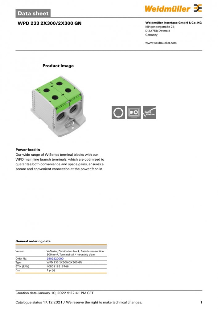 WPD 233 technical document page 1