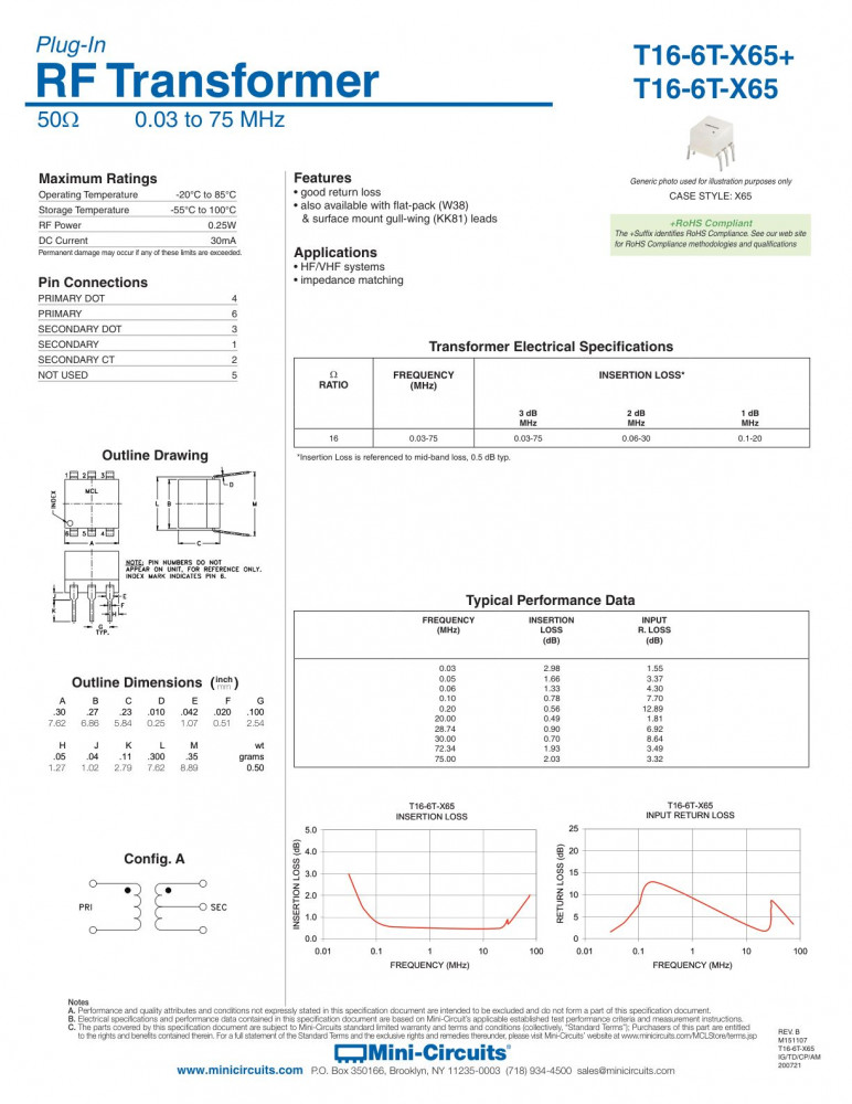 T16-6T-X65+ technical datasheet page