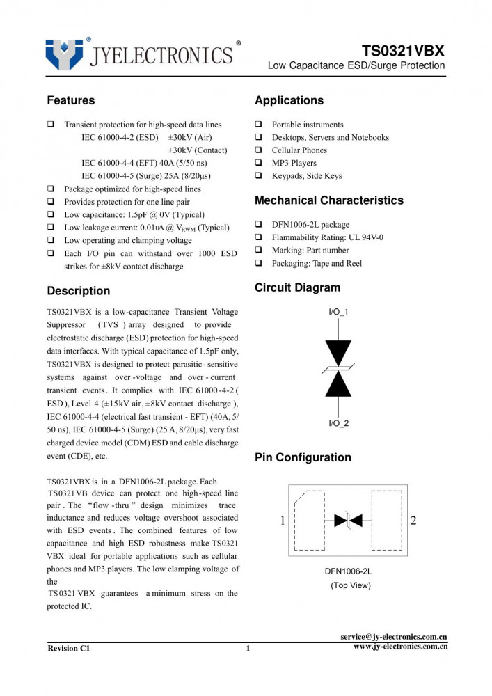TS0321VBX datasheet page 1