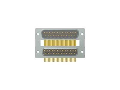 D-SUB Dual Port • Dual port 25-pos. /25-pos. • Dual port plug upper / Socket bottom • Solder pin angled .750