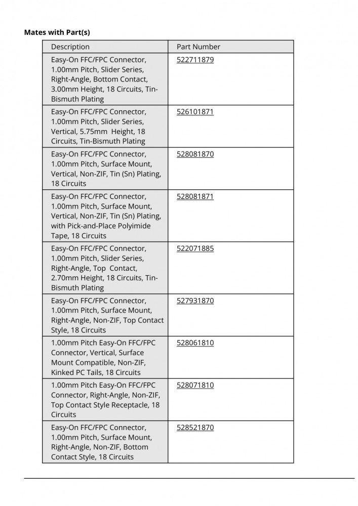 MOLEX FFC product specification, page 3