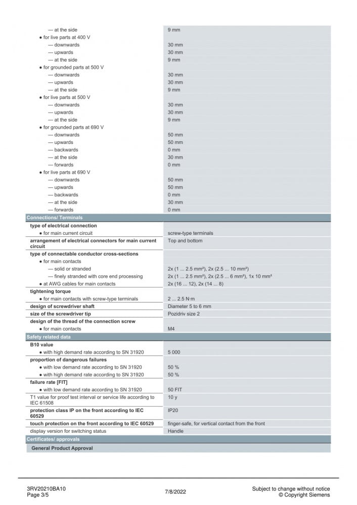 3RV20210BA10 technical document page 3