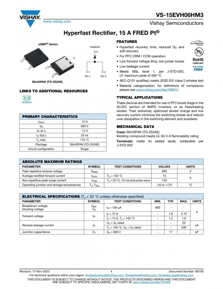 VS-15EVH06HM3/I datasheet page 1