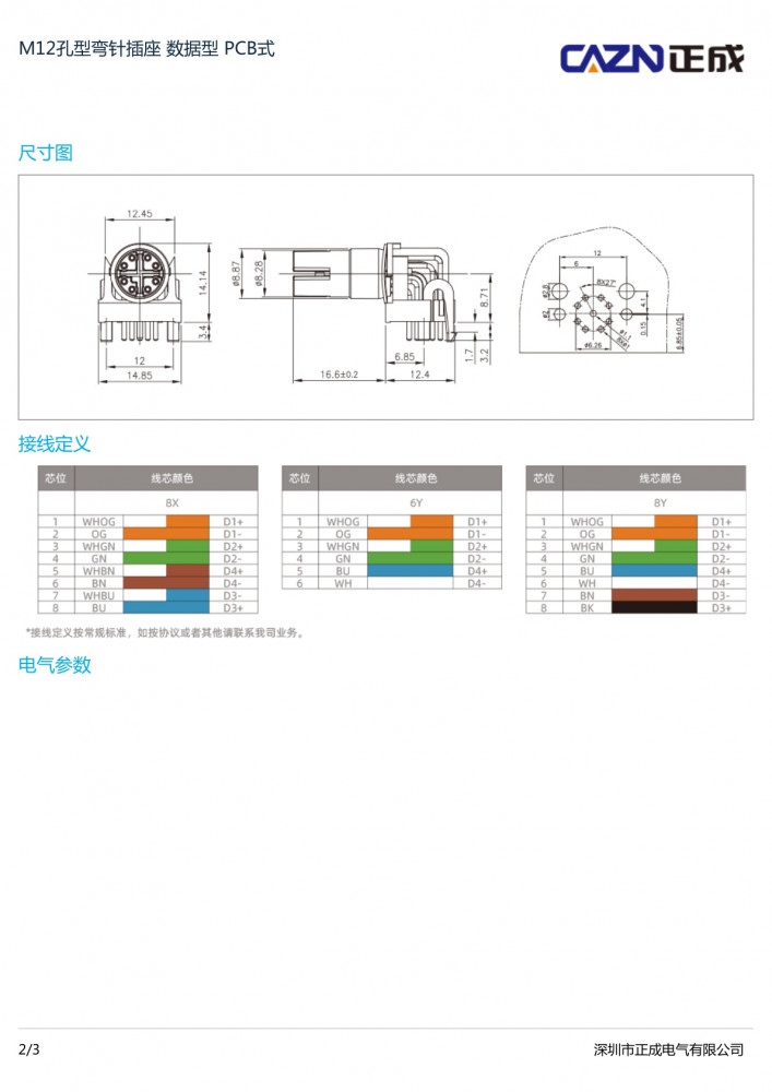 CAZN M12 product documentation page 2