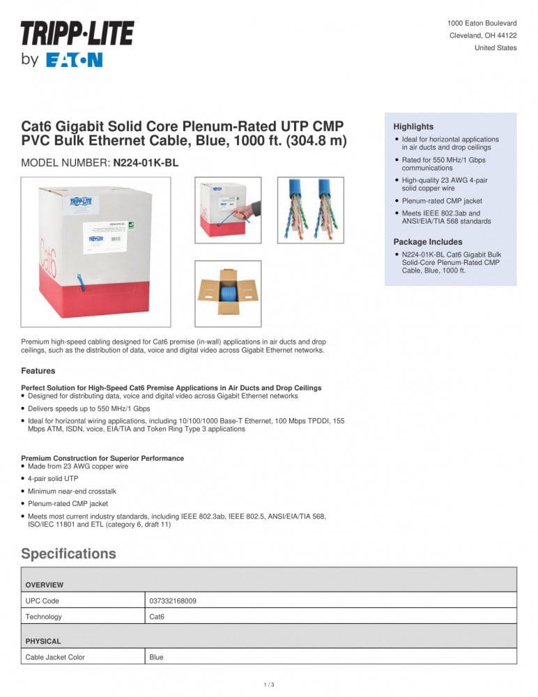 N224-01K-BL technical document page 1