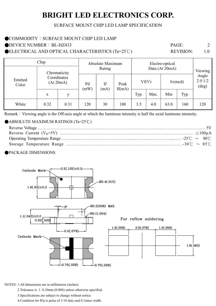 BL-HZ433-TRB datasheet page 1