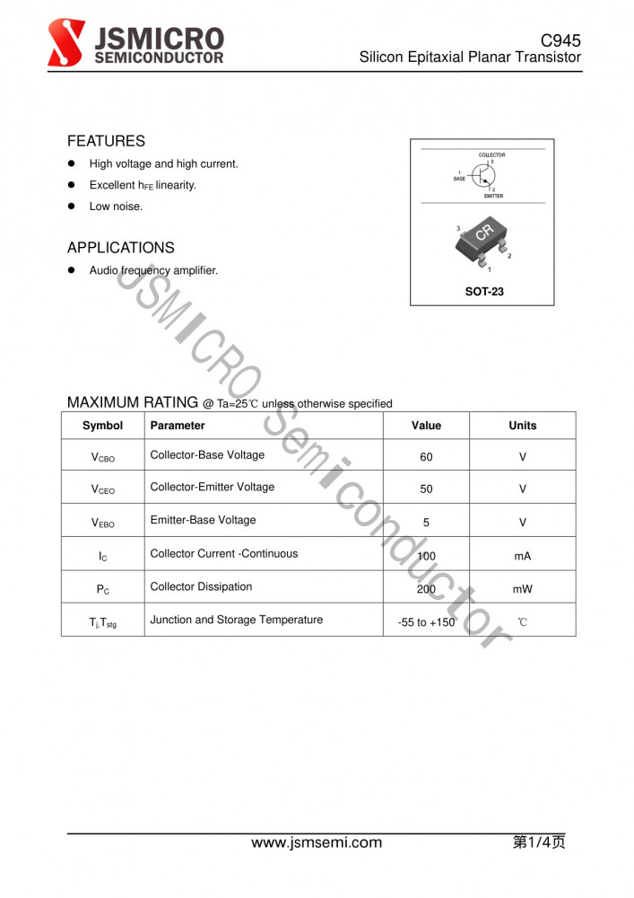C945 datasheet page 1