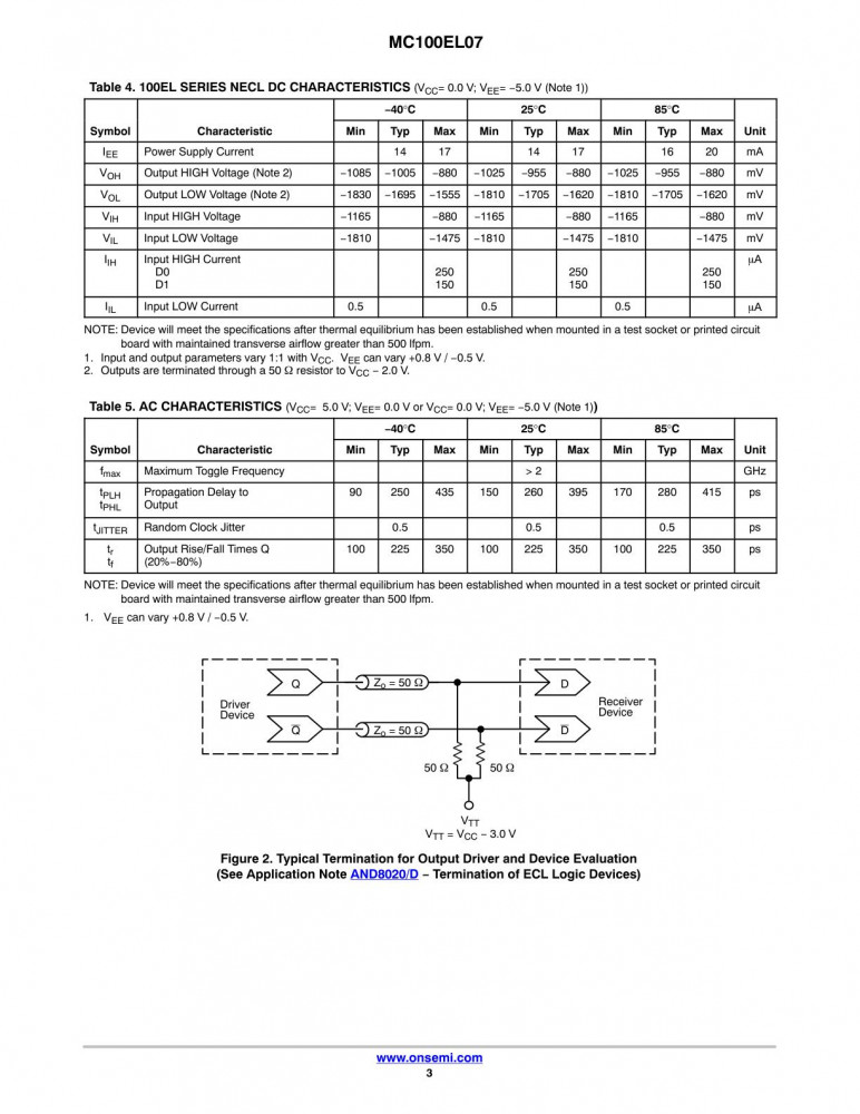 MC100EL07 datasheet page 3