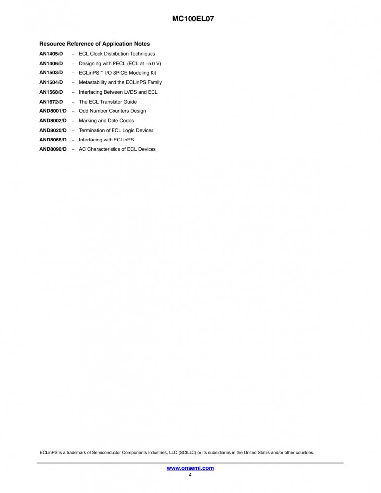 MC100EL07 datasheet page 4
