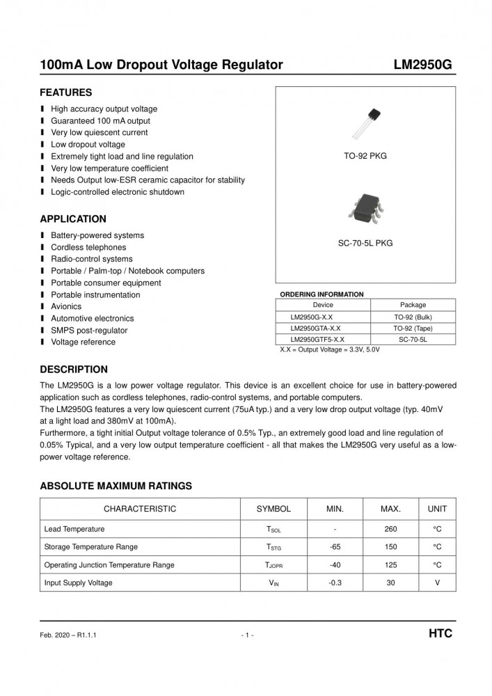 LM2950GTA-3.3 datasheet page 1