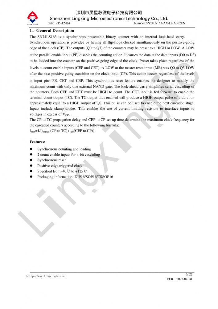 SN74LS163N(LX) datasheet page 3