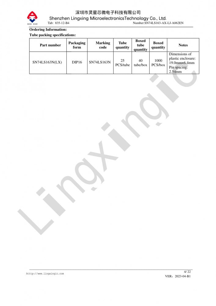 SN74LS163N(LX) datasheet page 4