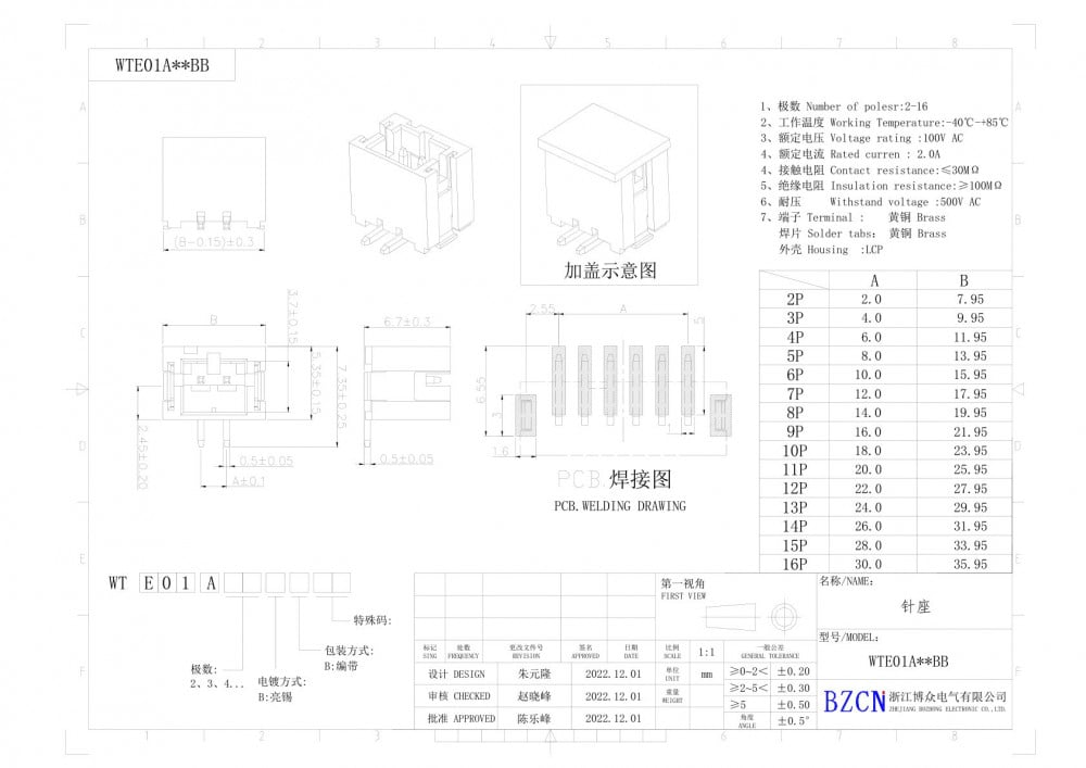 WTE01A03BB approval specification page 2