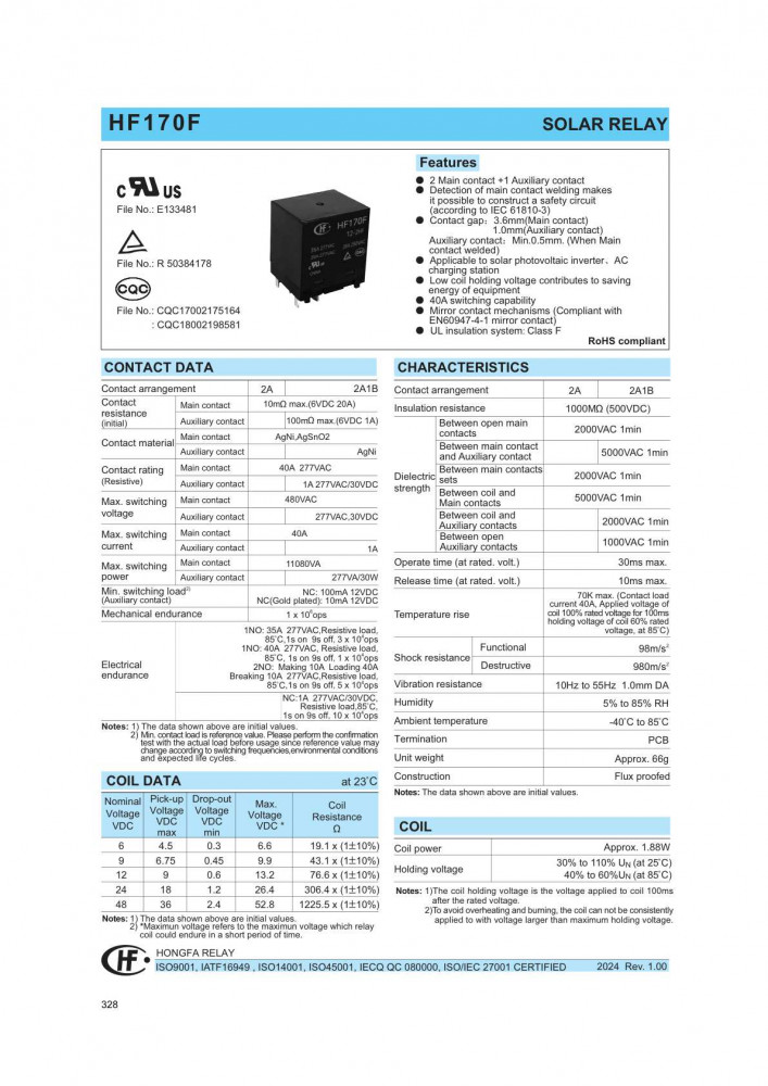 HONGFA HF170F technical document page 1