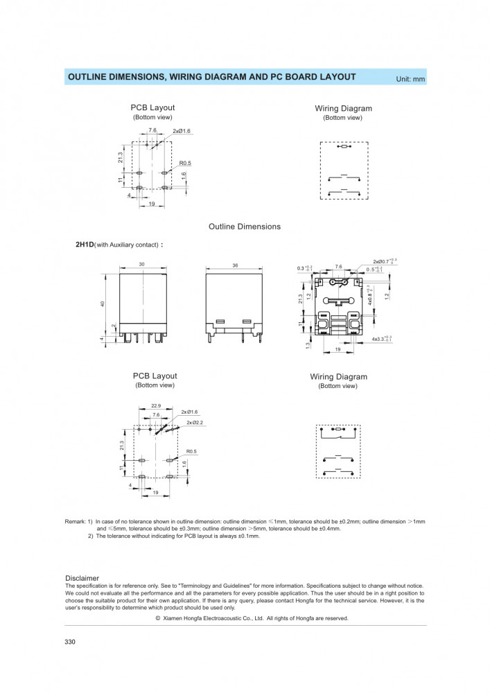HONGFA HF170F technical document page 3