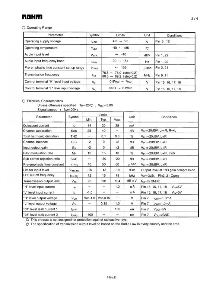 BH1416F-E2 technical document page 2