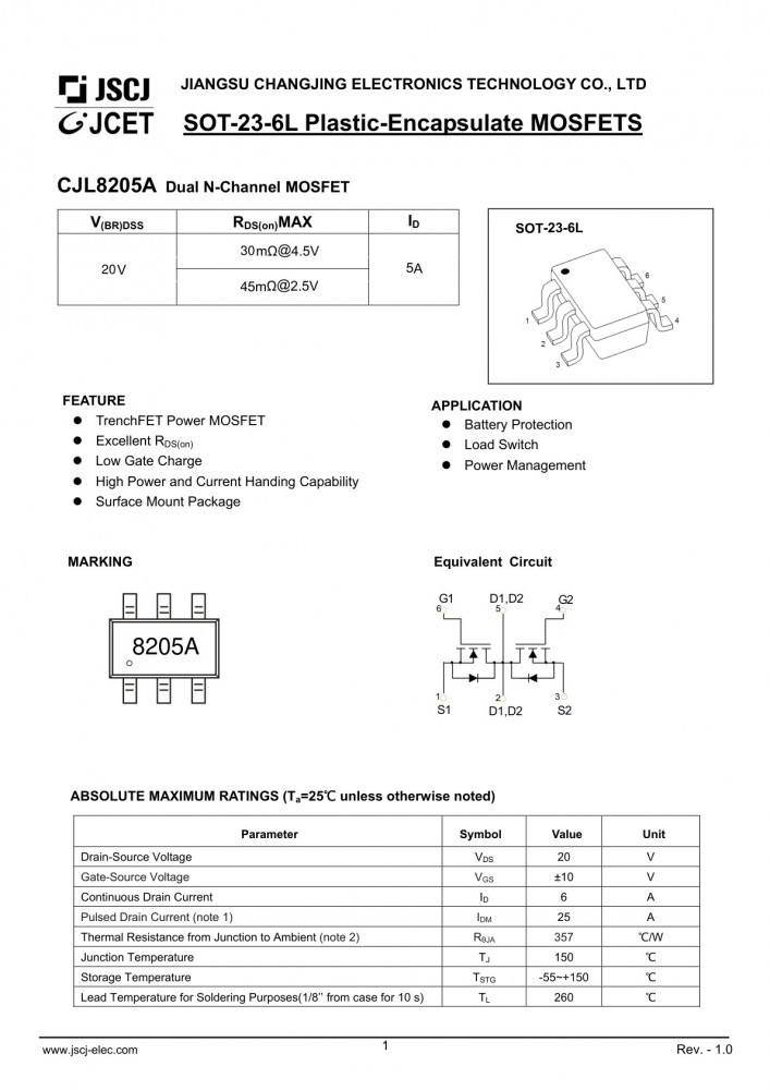 CJL8205A datasheet page 1