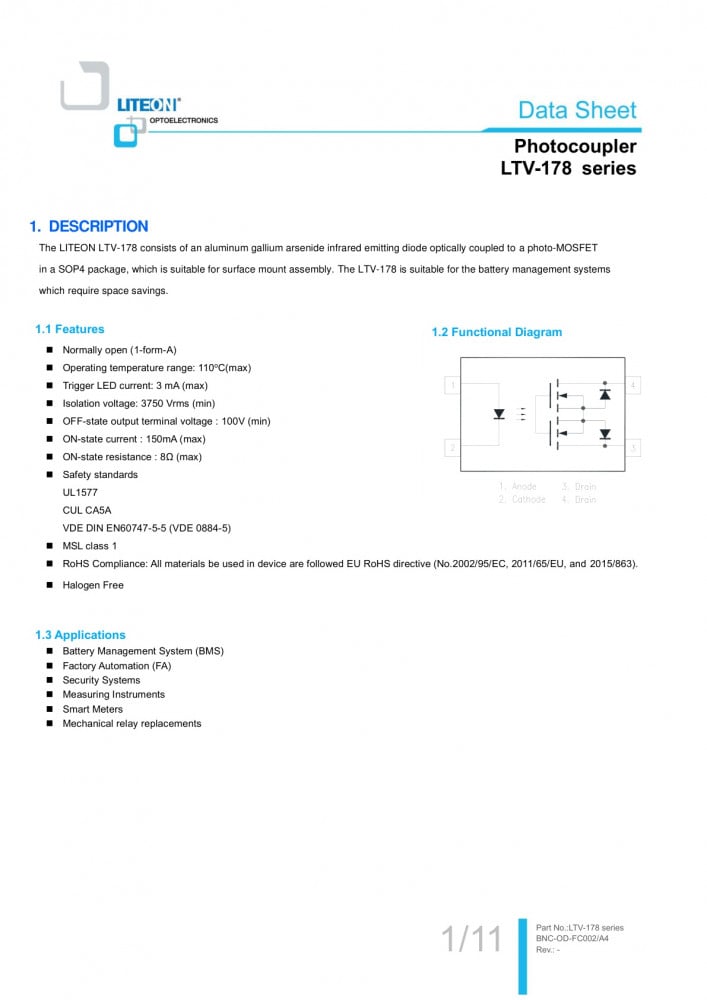 LTV-178 datasheet page 1