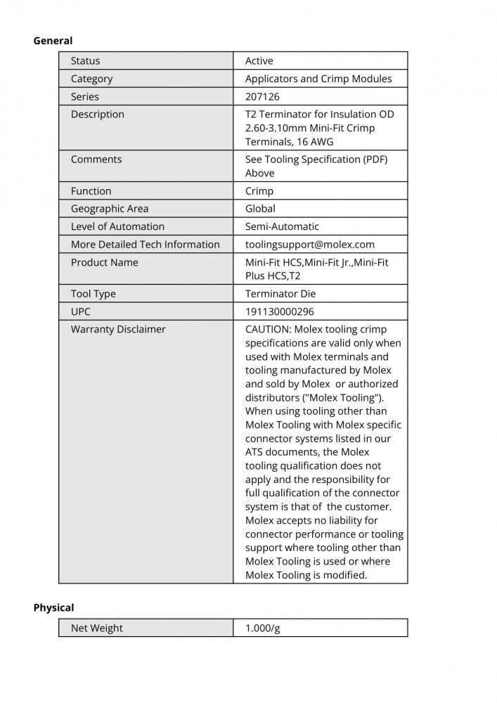 Tooling document page 2 for product 639141400