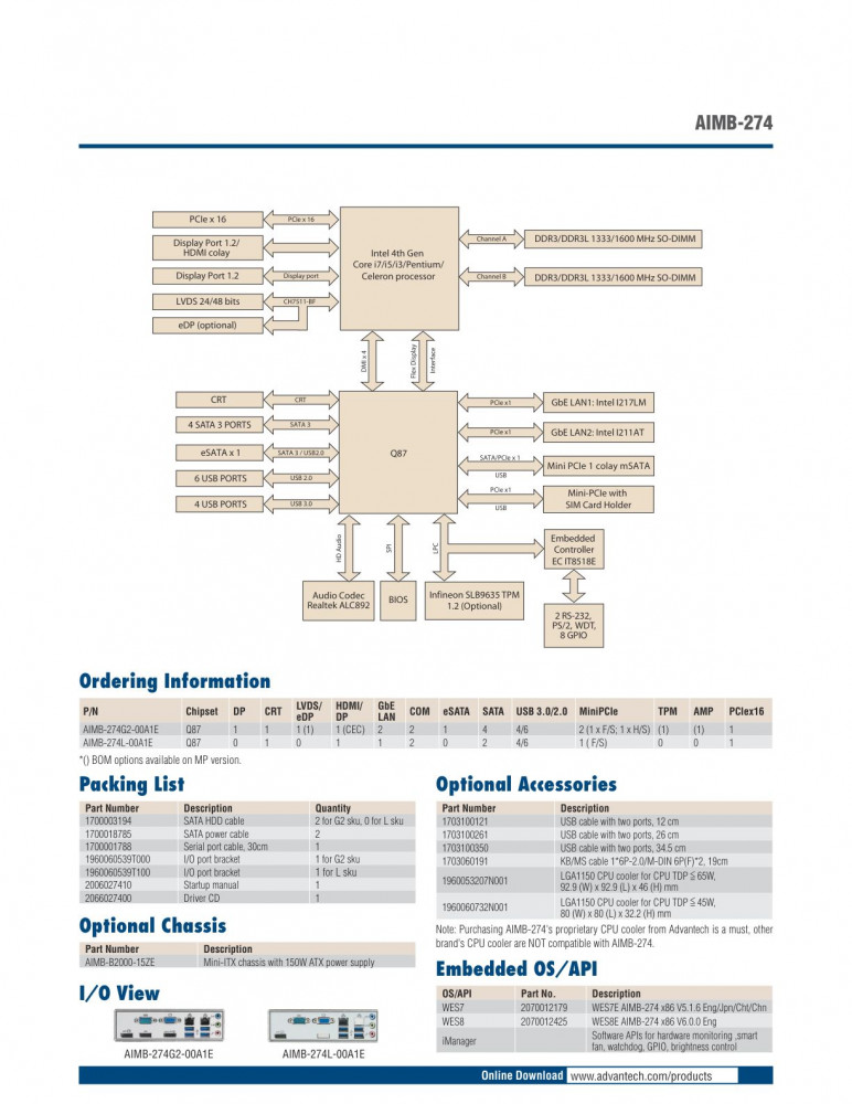 AIMB-274G2-00A1E technical document page 2