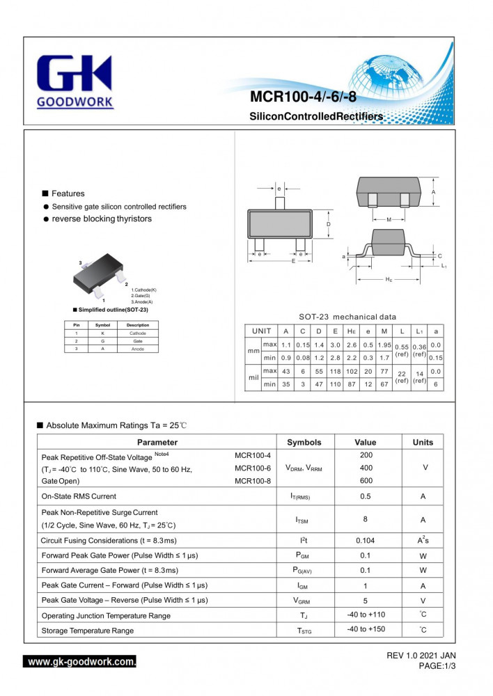 GOODWORK MCR100-8 datasheet page 1