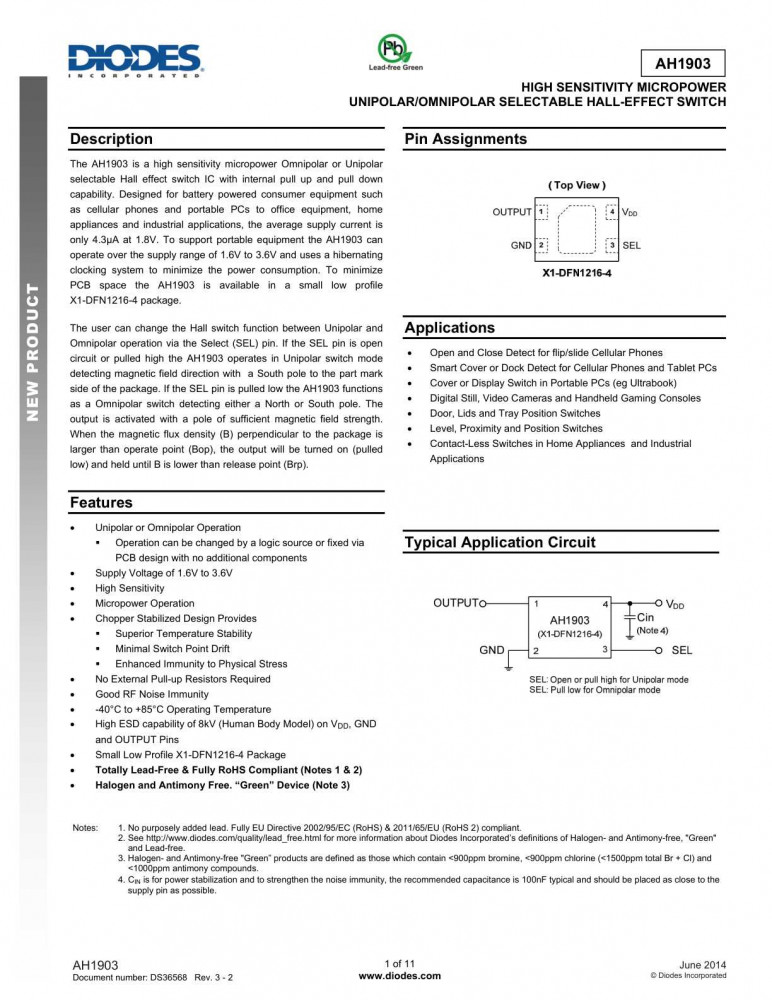 AH1903 datasheet page 1