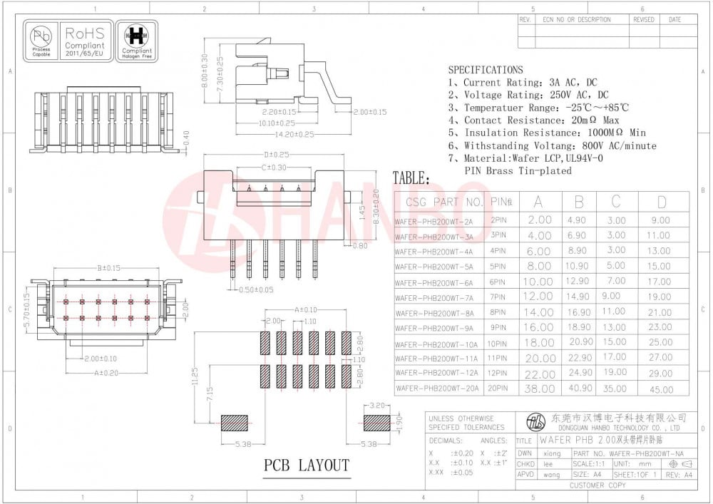 Hanbo PHB wafer connector drawing page 5