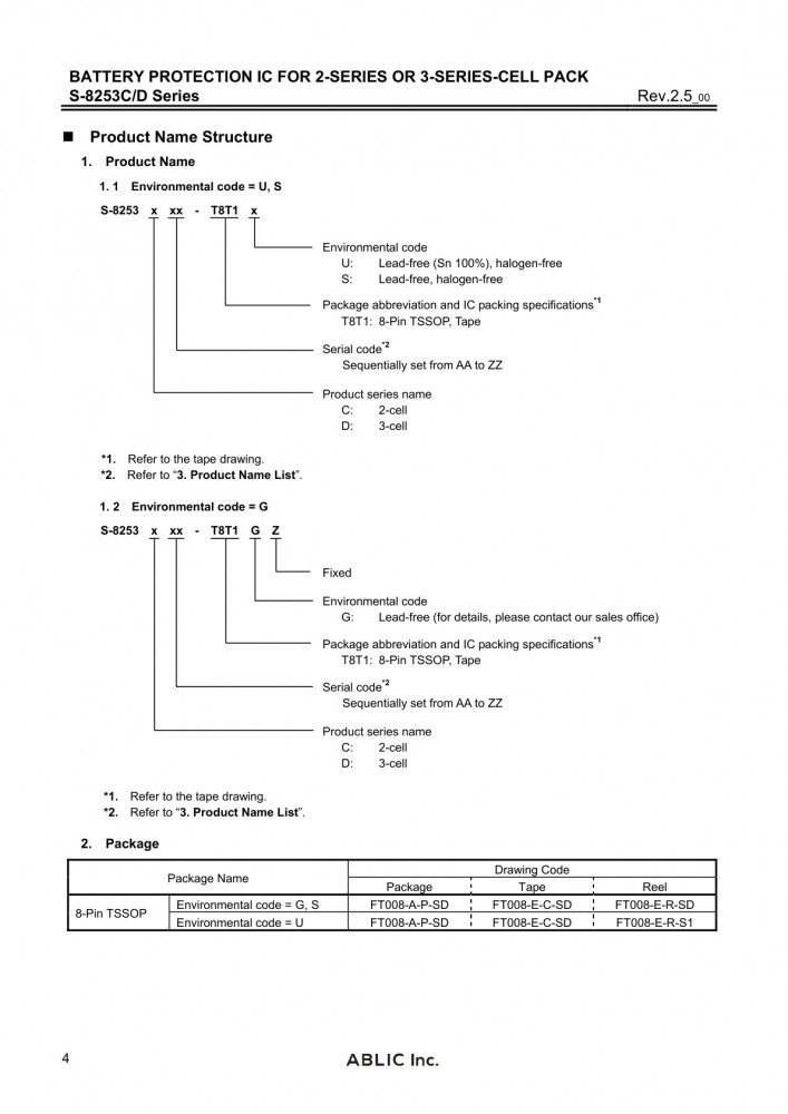 S-8253C/D datasheet page 4