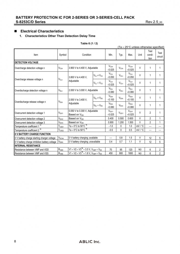 S-8253C/D datasheet page 8