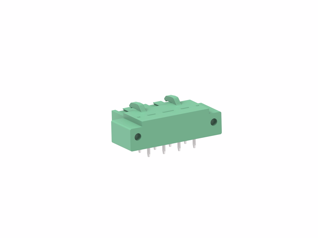 5.00mm Pitch Eurostyle 45° Angle PCB Header, Open Ends, 3 Circuits, Green