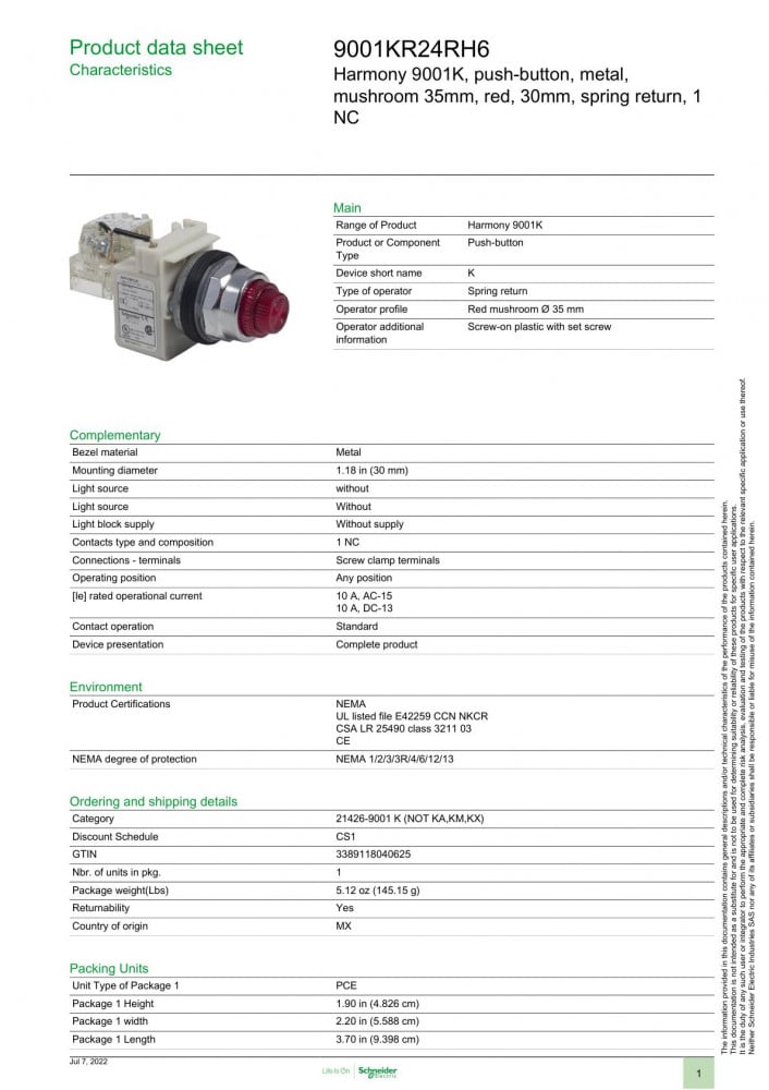 9001KR24RH6 technical document page 1