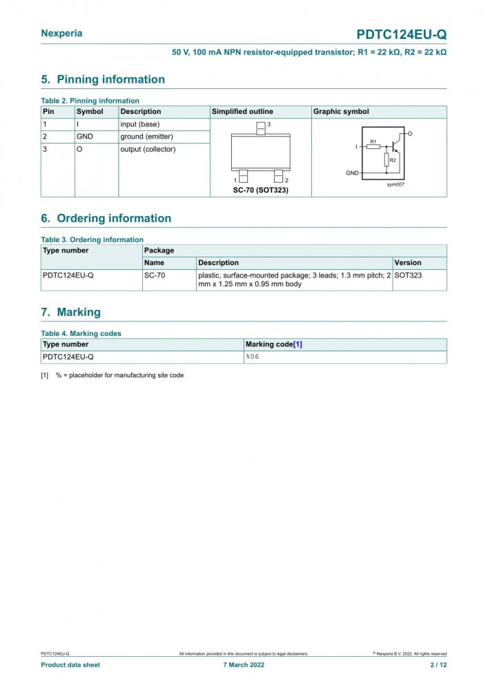 PDTC124EU-QX datasheet page 2