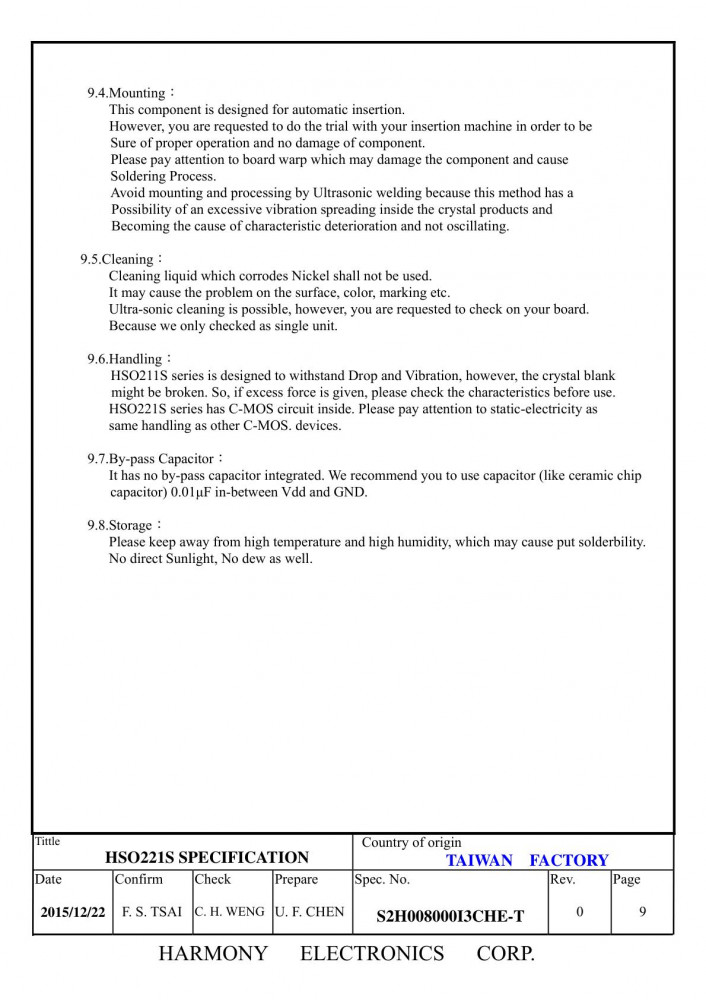 HELE S2H008000I3CHE-T specification page 9