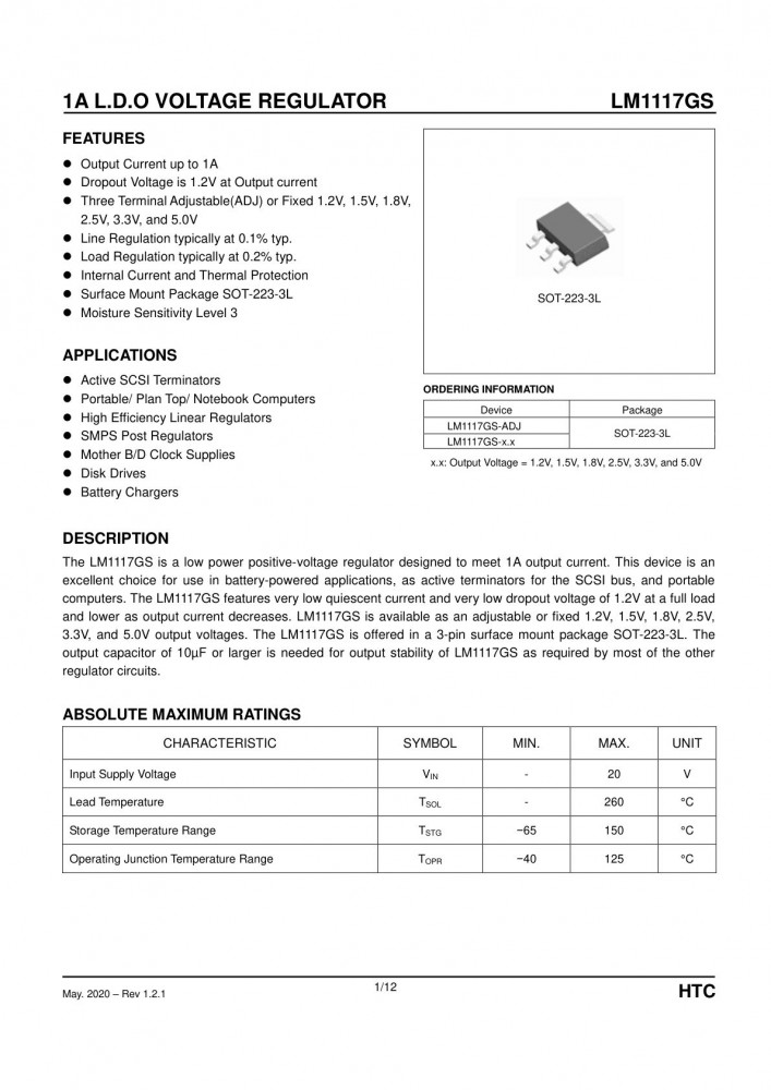 LM1117GS datasheet page 1