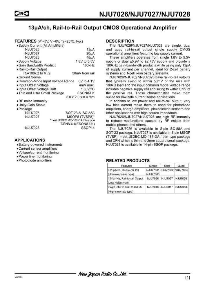 NJU7028 technical document page 1