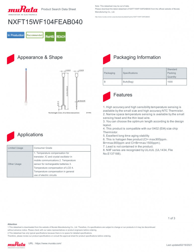 NXFT15WF104FEAB040 product document page 1