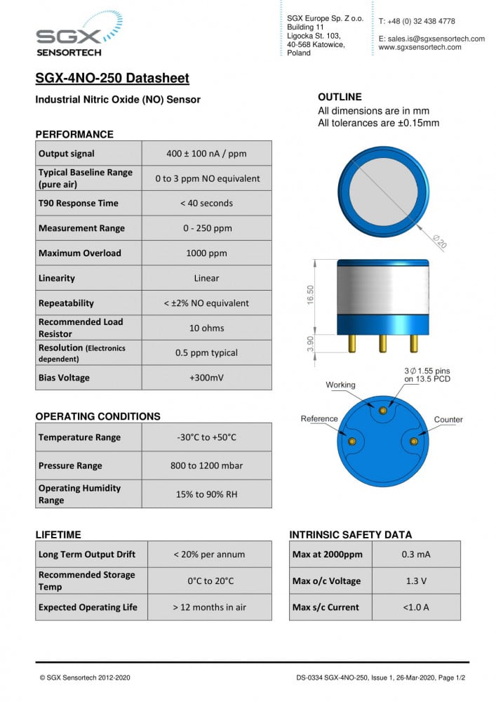 SGX-4NO-250 datasheet page 1
