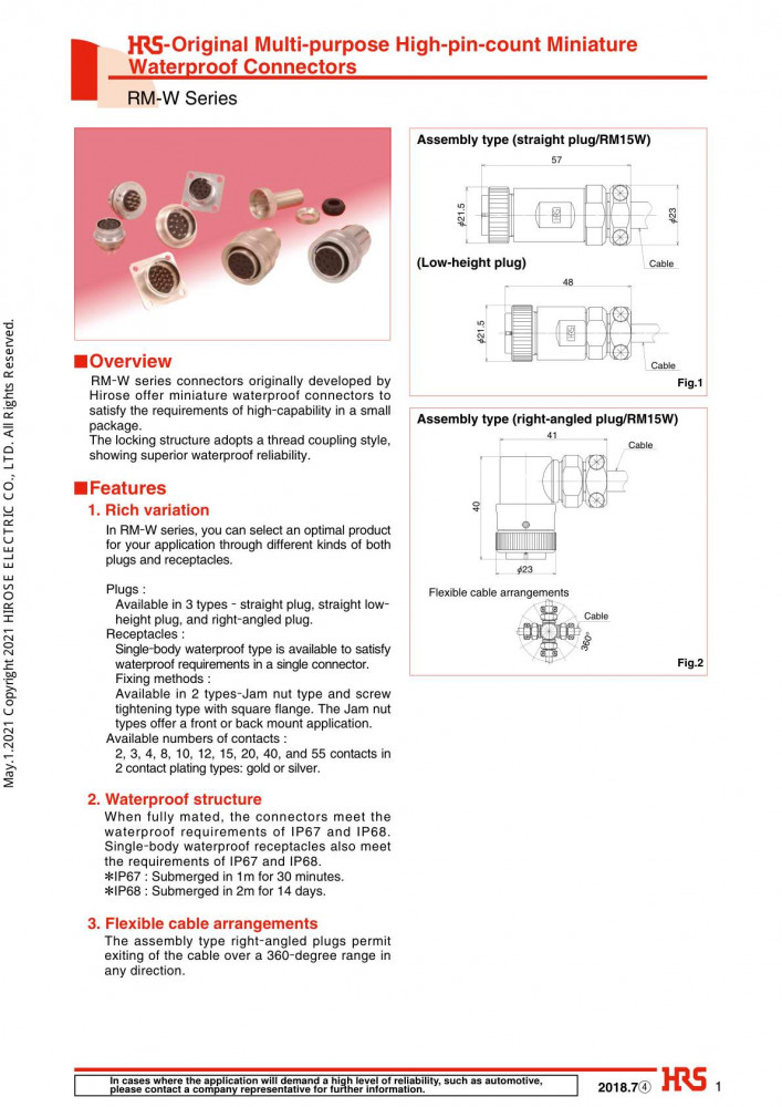 HRS RM-W datasheet page 1