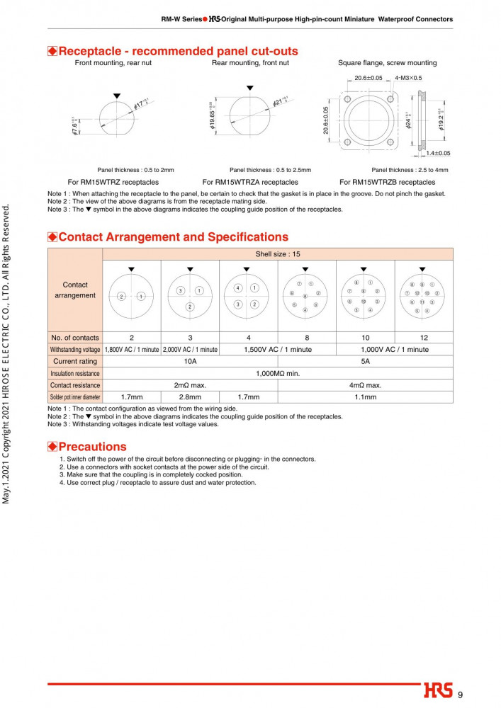 HRS RM-W datasheet page 9
