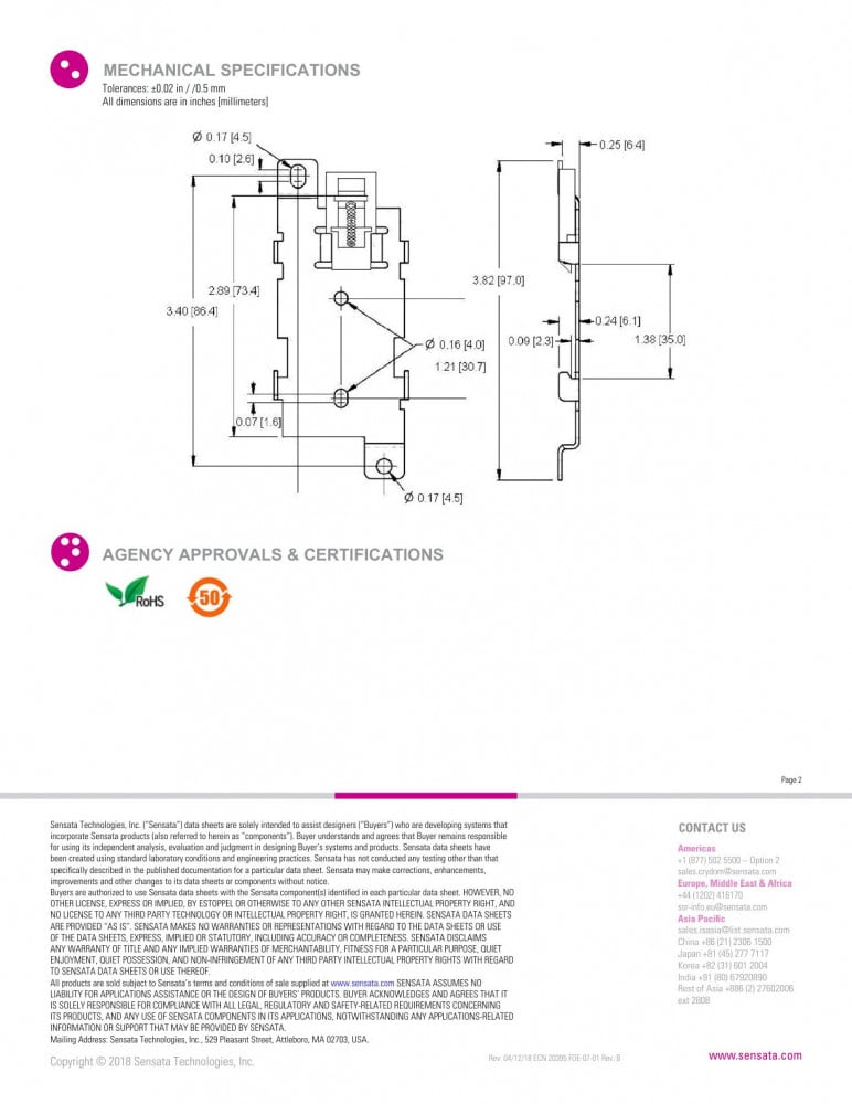 Sensata DRK1 technical document page 2
