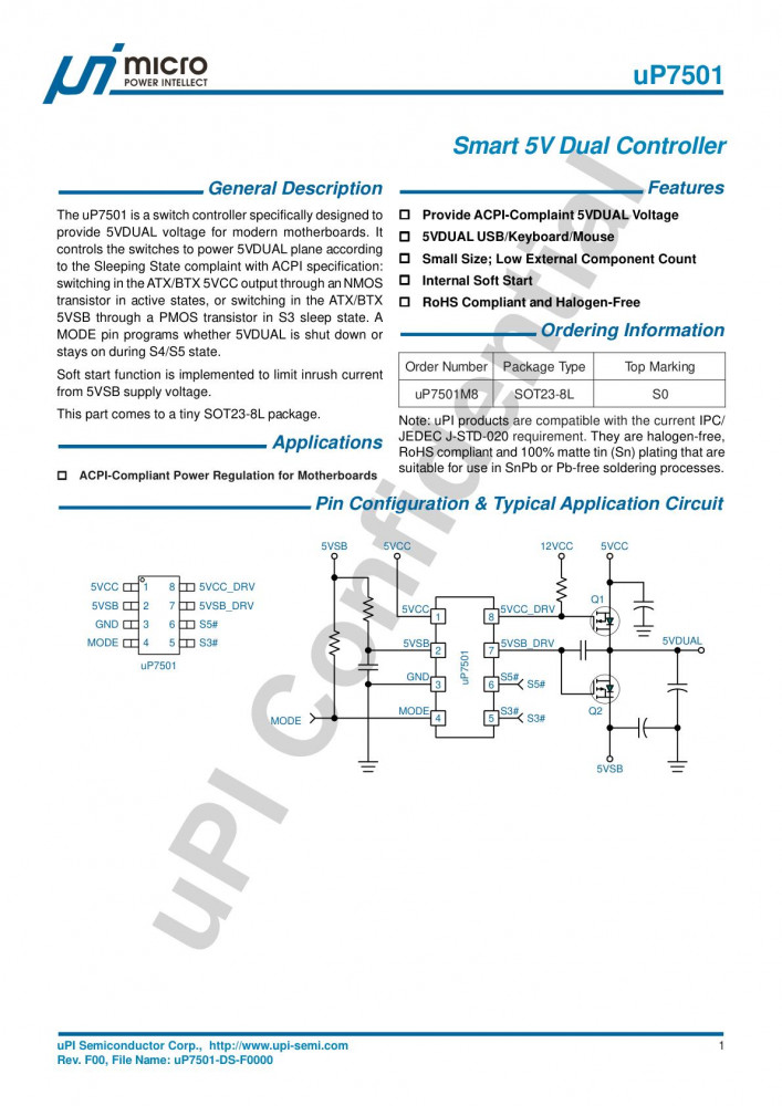 UP7501M8 datasheet page 1