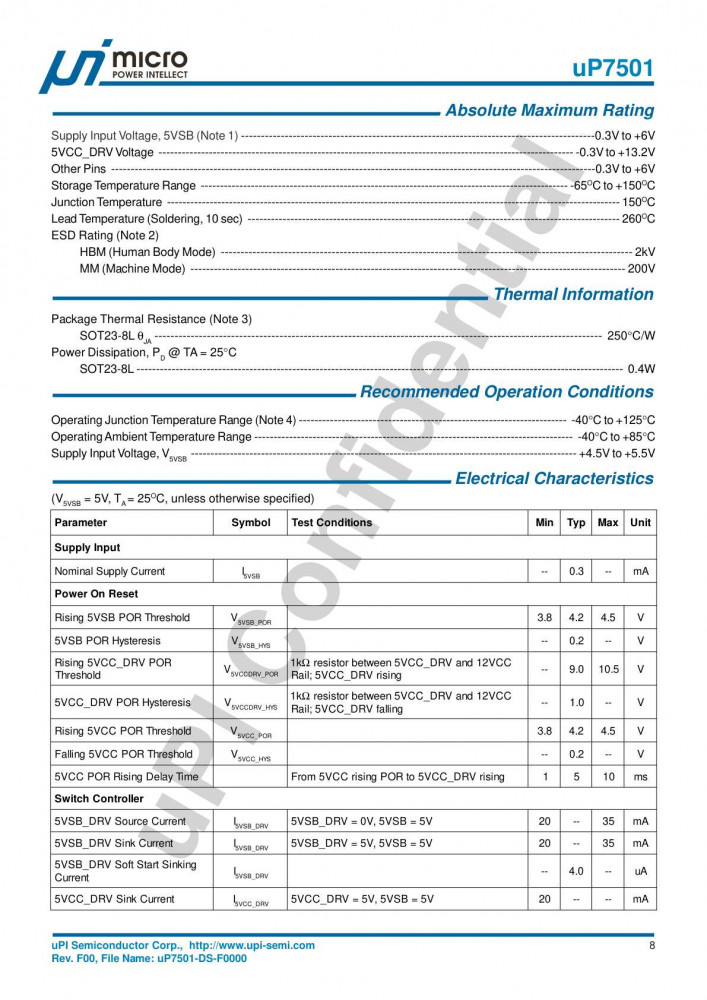 UP7501M8 datasheet page 8