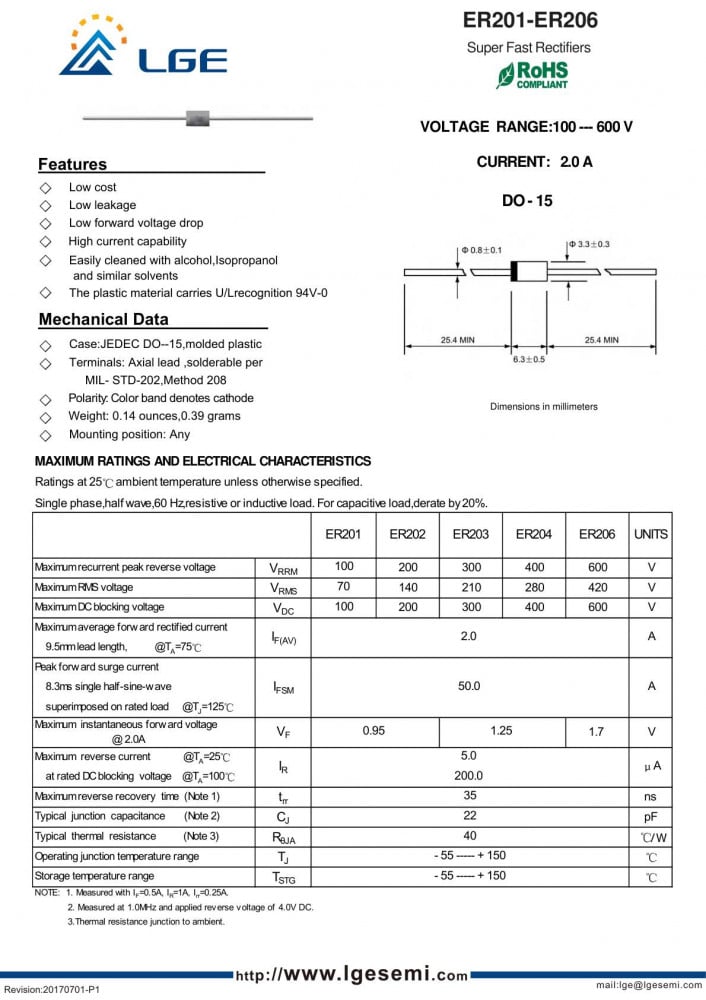 LGE ER202 datasheet page 1