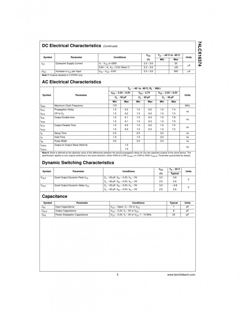 74LCX16374 document page 6