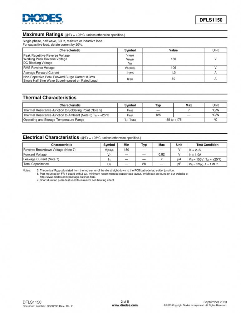 DFLS1150-7 datasheet page 2