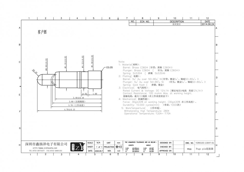 YZR0103-13047-01 specification page 3