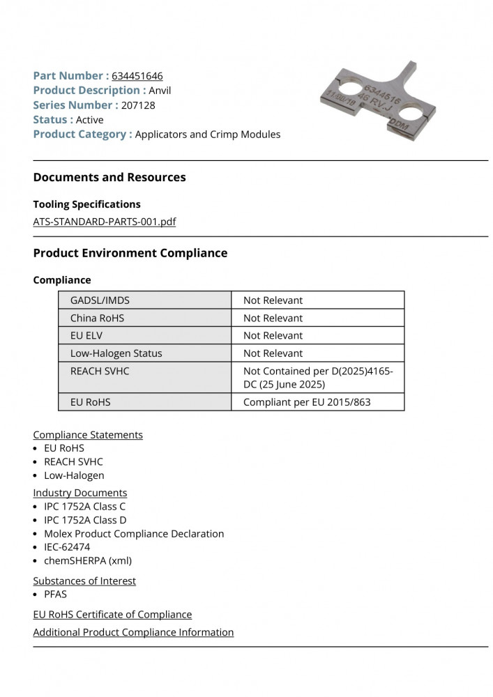 Product tooling document preview, page 1